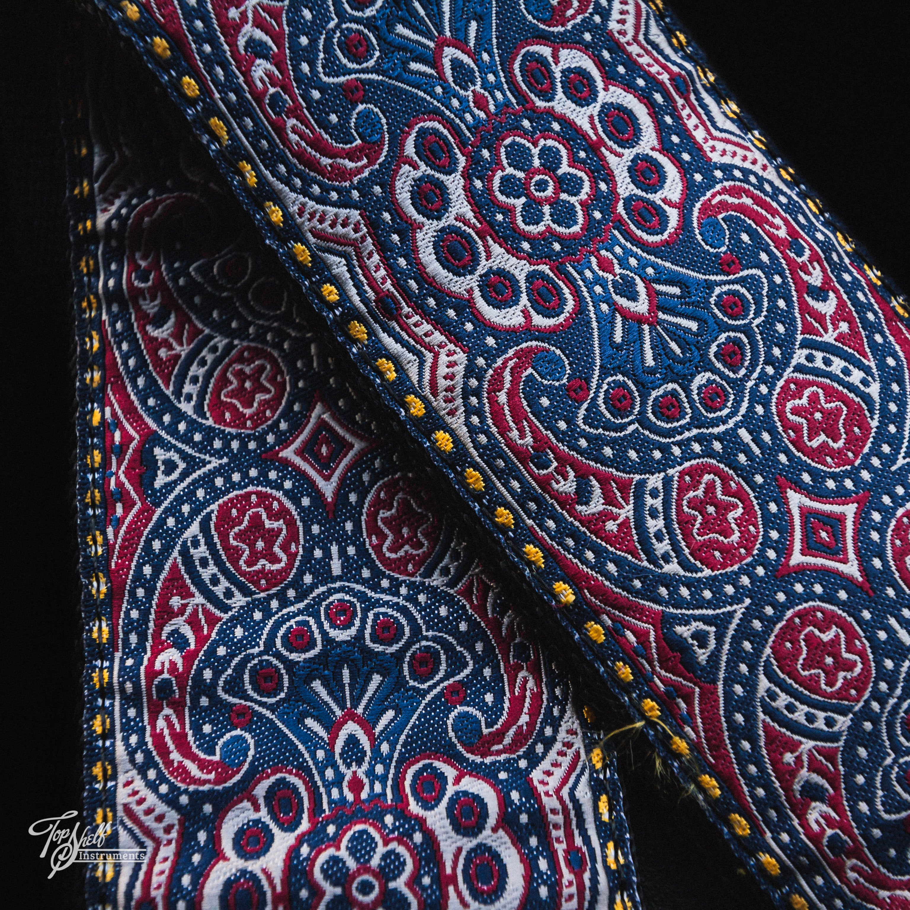 HipStrap Vintage Style Jacquard Embroidered Guitar Strap - Kashmir Mid ...