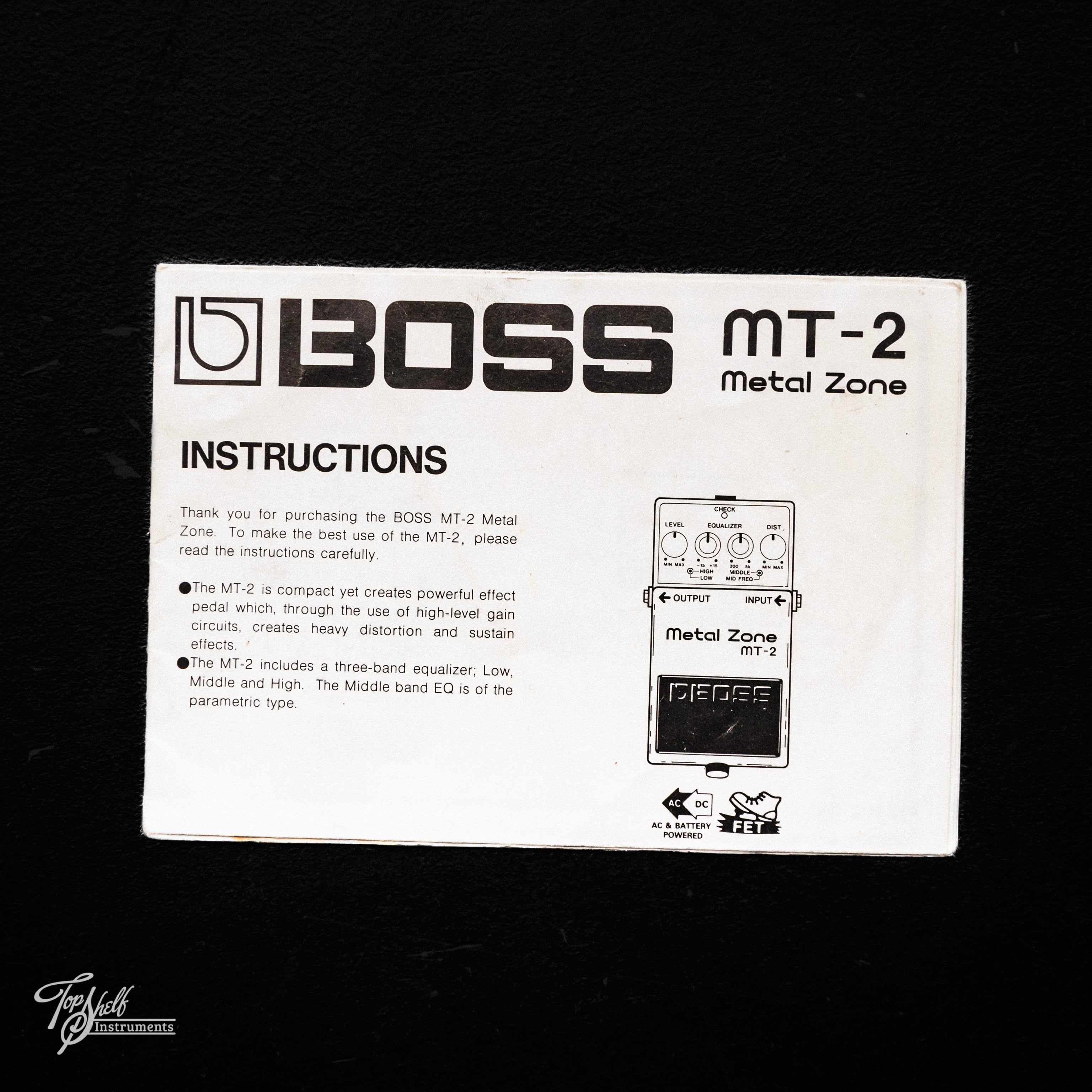 Boss MT-2 Metal Zone Distortion Pedal – Topshelf Instruments