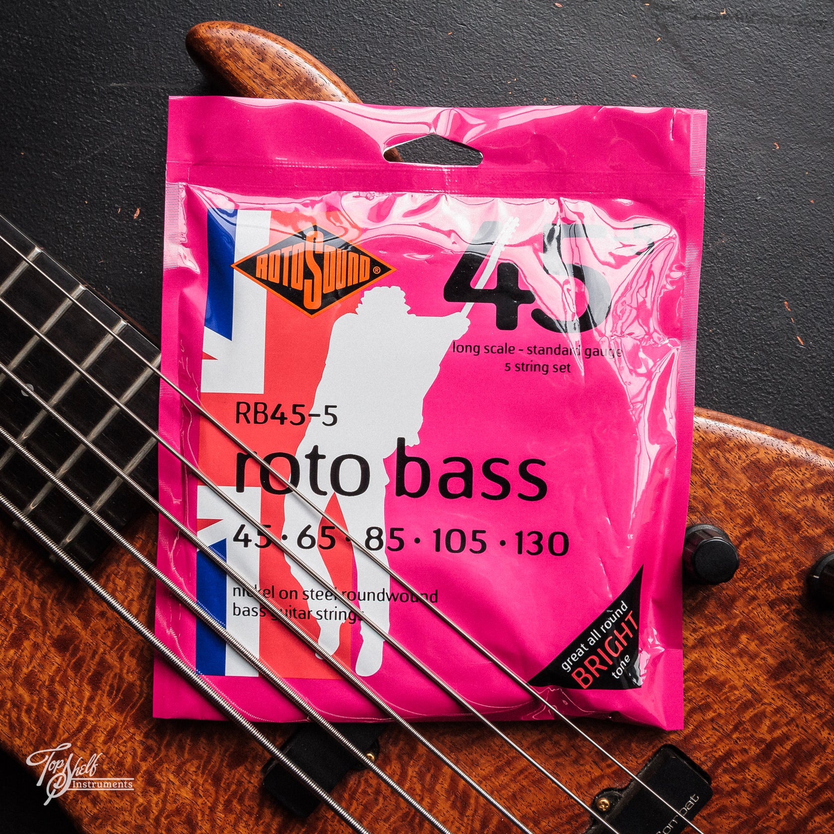 RotoSound RB45-5 Roto Bass 45-130 5 String Long Scale Standard Gauge E ...