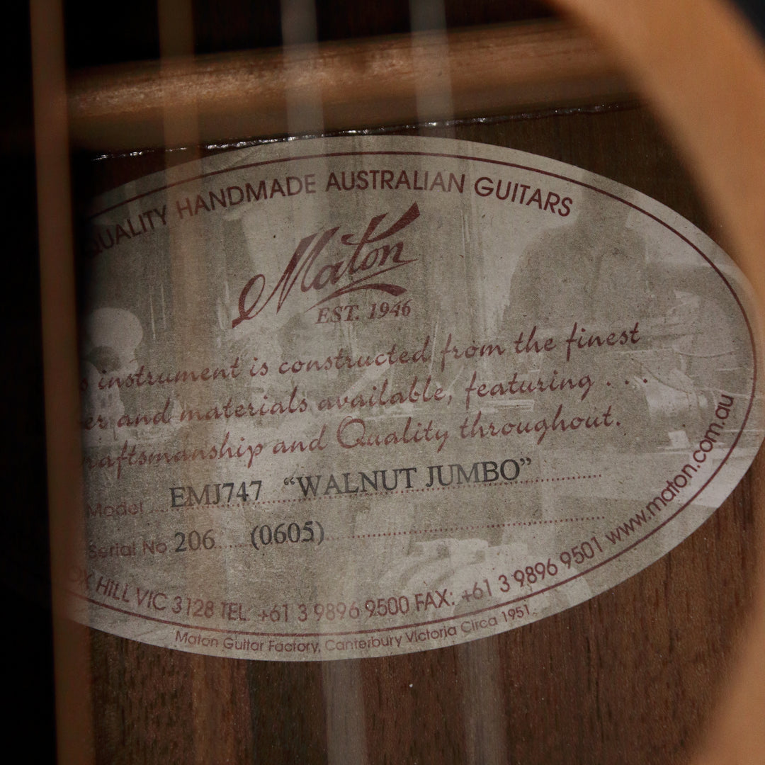 Maton EMJ747 Walnut Jumbo Acoustic/Electric 2005 – Topshelf Instruments